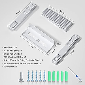 PS5 and PSVR2 Wall Mount, Grathia 8 in 1 Sturdy PS5 and PSVR2 Wall Mount Kit with Controller Holder and Headphone Hanger, 14 Video Game Storage Stand for Playstation 5 (Disc and Digital Edition)
