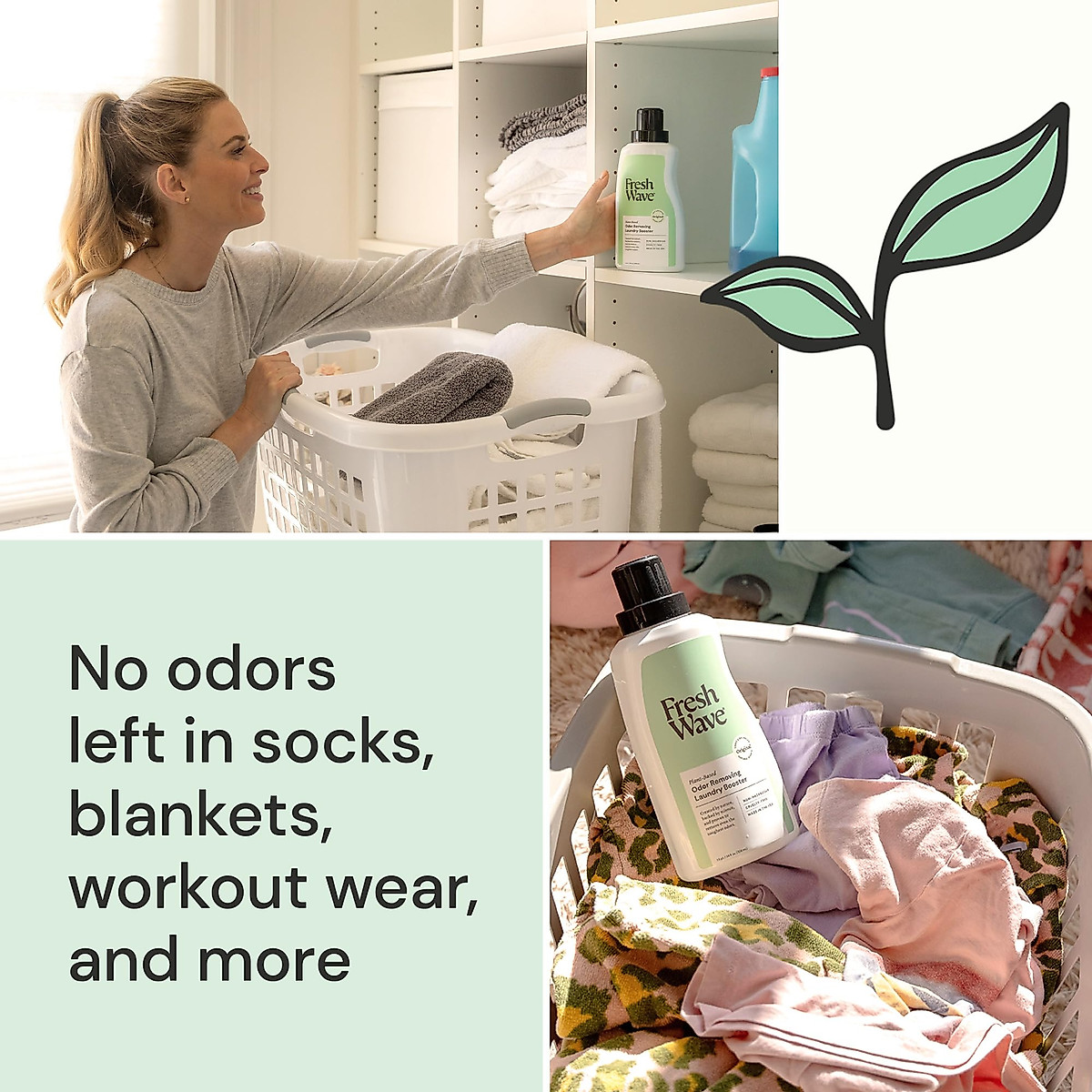 Fresh Wave Odor Removing Laundry Booster, 24 fl. Oz. | Laundry Scent Booster | Safer Odor Relief | Natural Plant-Based Odor Eliminator | Pet Bedding, Activewear, Blankets, Clothes & Fabrics