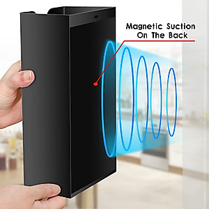 Hcmaesun Magnetic Tissue Holder Glove Dispenser Holder and Trash Bag Holder for Kitchen, Holds Boxes of Tissues, Trash Bag, Gloves, Mount onto Fridge Kitchens or in Garages, Workshops, Black