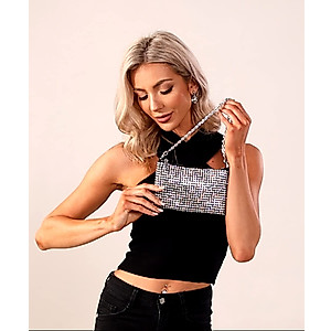 NOGUTU Rhinestone Purse Silver Clutch Purse Sparkly Purse Silver Purse for Wedding