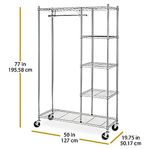 Whitmor Supreme Rolling Garment Rack Chrome