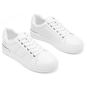 Jeossy Women's 8011 Fashion Sneakers, Lace-up Casual Dress Sneaker, White, Size 8 US-Tennis Walking Dress Shoes for Lady(DJY8011 White 08)
