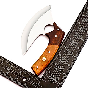 Damascus Steel UK-9002 Handmade J2 Stainless Steel ULLU Knive -Beautiful Olive & Rose Wood Handle