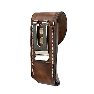 Tourbon EDC Leather Pocket Folding Knife Sheath Carrier Holster Flashlight Holder Case Wine Bottle Opener for Belt