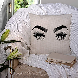 SSOIU Lash Decor Throw Pillow Cover, Woman's Eyes Throw Pillow Cover, Yelashes and Eyebrows Farmhouse Decorative Throw Pillow Covers for Sofa Couch Home Decoration 18x18 inches