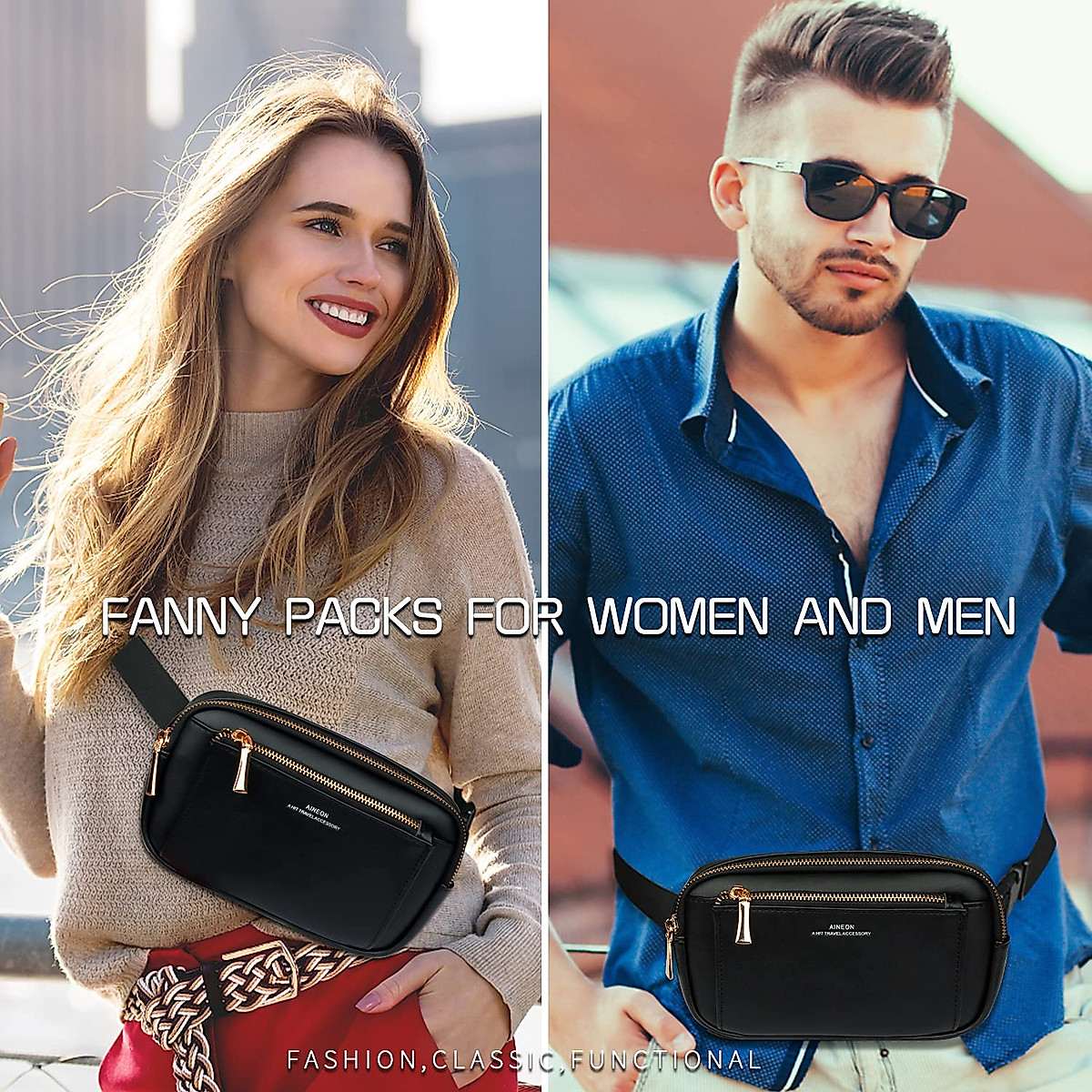 Fanny Packs for Women Fashion Leather Fanny Pack for Men Girls Boys, Plus Size Waist Pack Belt Bag with Adjustable Strap Waterproof Cute Bum Hip Bags for Travel Disney Hiking Running Cycling Shopping