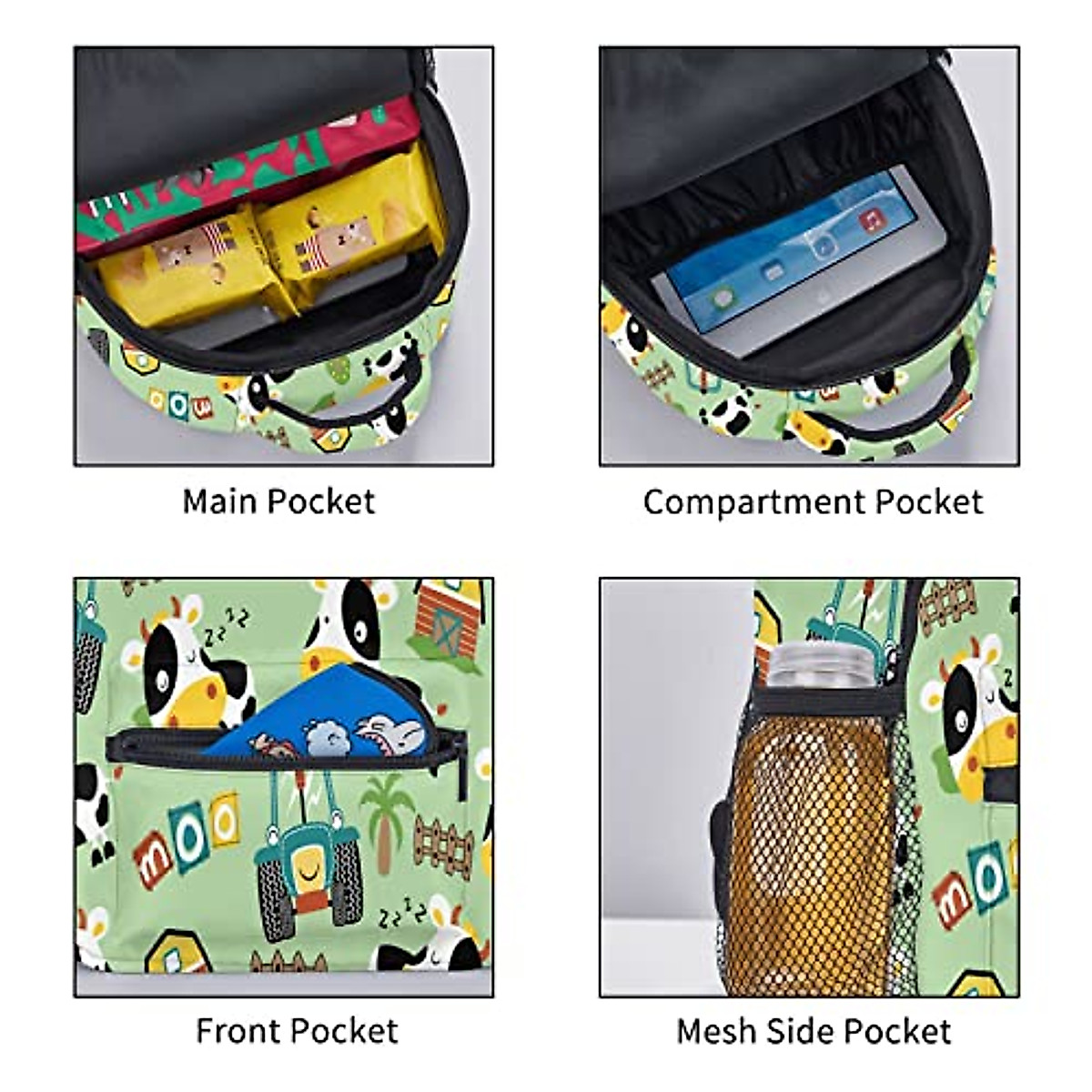 KiuLoam Funny Cow In Farm Yard Kids Backpacks For Toddler Boys And Girls Preschool Backpack With Chest Strap 12 Inch