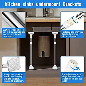 Pyinlon Sink Support, Undermount Sink Brackets, Stainless Steel Under Mount Sink Supports for Fallen Sink, Adjustable Support Sink Legs for Kitchen, Bathroom (2pcs, 19.6"-31.5")