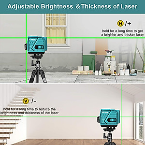 Kiprim 3x360° Green Laser Level Self-Leveling Tool 100ft for Construction Adjustbable Brightness, Remote Controller, Magnetic Rotating Stand,Portable Bag and Adapter Included
