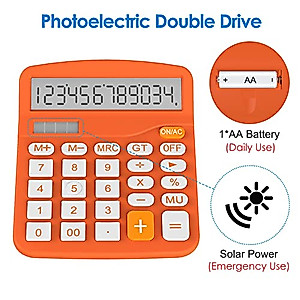 Helect Calculator, Standard Function Desktop Calculator (Orange)