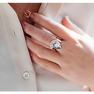 Alex and Ani Pearl and Crystal Cocktail Ring for Women, Shiny Rose Gold Finish, Fits Ring Sizes 6 to 9