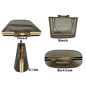 Cirilla Women Acrylic Transparent Evening Bag Clutch Purse with Bow-style lock for Wedding Cocktail Party Banquet (black)