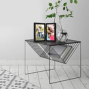 Americanflat Hinged 8x10 Picture Frame in Black - Double Picture Frame with Engineered Wood and Shatter Resistant Glass for Tabletop Display
