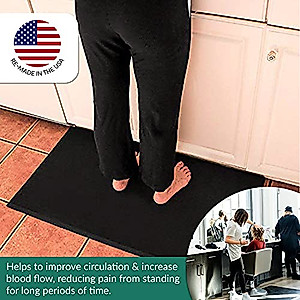 XCEL Black Rubber Anti Fatigue Mat for Kitchen Floor, Standing Desk, Salon - 32 x 18 x 1/2 Inch Thick - Soft, Non Slip, Heavy Duty Floor Mat to Stand on While Working - Home Office Accessories
