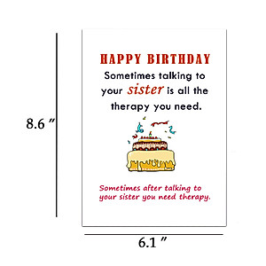 Dapofajo Sister Birthday Card, Happy Birthday Card to Sister, Funny Birthday Card for Sister, Hilarious Bday Card from Sister