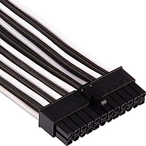 CORSAIR Premium Individually Sleeved PSU Cables Pro Kit – White/Black, 2 Yr Warranty, for Corsair PSUs