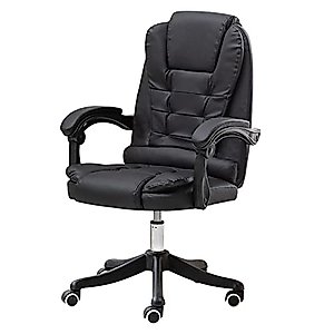 TJLSS Boss Chair Office Chair Ergonomic Soft and Comfortable Office Home Computer Chair Fixed arm Swivel Chair