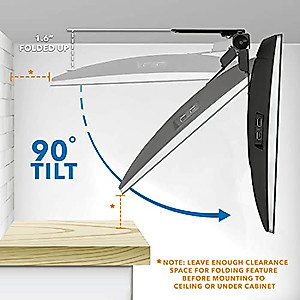 Mount-It! MI-LCDCM Kitchen Under Cabinet Mount TV Ceiling Mount Folding Bracket, 90 Degree Tilt, Fold Down, Swivel for 13 to 23 inch LCD, TV, LED, Monitor, Flat Screens up to VESA 100x100