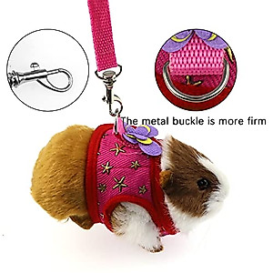 Hamster Harness and Leash for Walking Running, Adjustable Small Animal Training Traction Rope Comfort Padded Vest with Butterfly Decor, Mini Pet Leash Lead for Rabbit Rat Ferret Chinchilla Guinea Pig