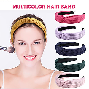 Fishinsea 10 Pack Knotted Wide Headbands for Women Cute Fashion Head Wrap in Solid Color Non-slip Hair Accessories for Daily Festival Presents