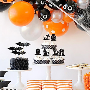 36 PCS Halloween Tombstone Cupcake Toppers Glitter RIP Cemetery Graves Zombie Cross Cupcake Picks for Halloween Theme Birthday Party Cake Decorations Supplies