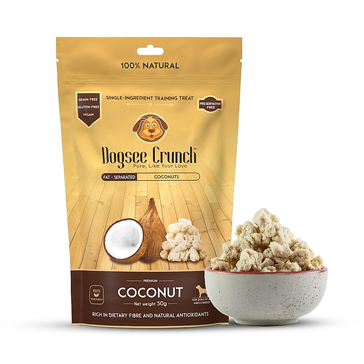 Dogsee Crunch Coconut Training Treats for Dogs 1.76oz/50g | Made from Real Coconuts | for Better Digestive Health | Freeze-Dried Training Treats