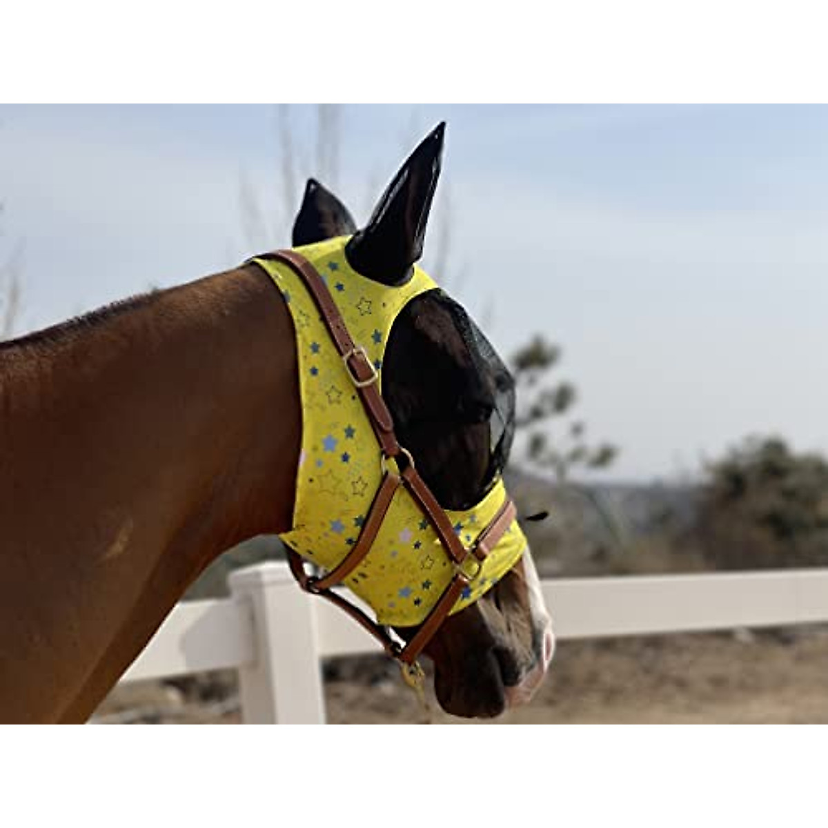 TGW RIDING Horse Fly Mask Super Comfort Horse Fly Mask Elasticity Fly Mask with Ears We Only Make Products That Horses Like (S, Dark Yellow)……