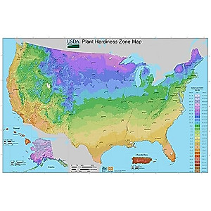 United States Plant Hardiness Zone Map Poster Print - Photo Poster Art Print - 24 x 36 in