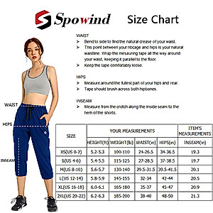 Womens Lightweight Jogger Capri Pants Quick Dry Workout Running Capris Sun Protection UPF 50+ Zipper Pockets Deep Blue