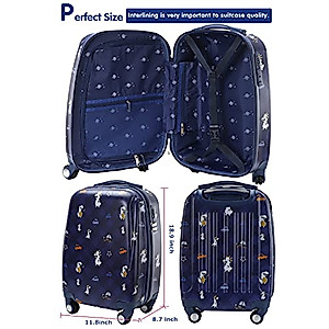 GURHODVO Kids Carry On Luggage Children Rolling Suitcase with 4 Wheels Hardshell Case for Toddler to Travel (dinosaur&car),Gd-kl039