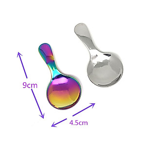 4pcs 304 Stainless Steel Spoon, Short Handle Spoon, Cute Dessert Ice Cream Spoon, Titanium Plated Tea Coffee Round Spoon,Milk Powder Condiments Spoon (Silver)