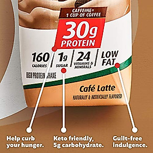 Premier Protein Shake, Café Latte, 30g Protein, 1g Sugar, 24 Vitamins & Minerals, Nutrients to Support Immune Health, 11 Fl Oz, 4 Count