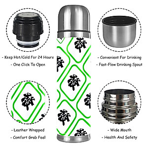 Stainless Steel Leather Vacuum Insulated Mug Mahjong Thermos Water Bottle for Hot and Cold Drinks Kids Adults 16 Oz