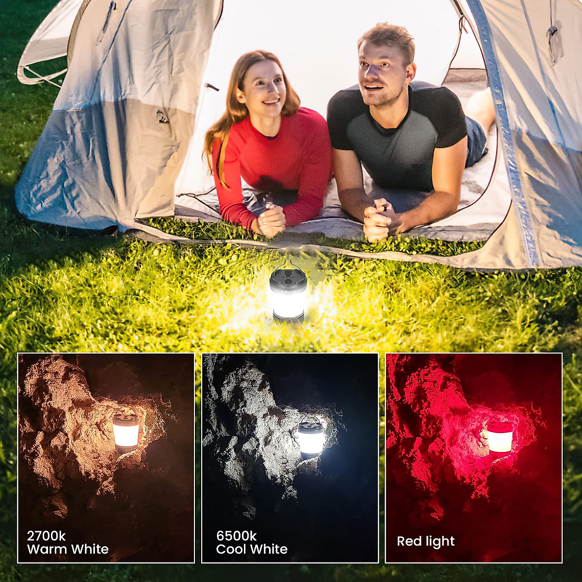 Sofirn LT1S LED Lantern Rechargeable, 500 Lumen, Adjustable Brightness and Tint, Red Light, Waterproof, 500 Hours Long Runtime Camping Lights for Hurricane, Outdoor, Home, USB C Cable Included