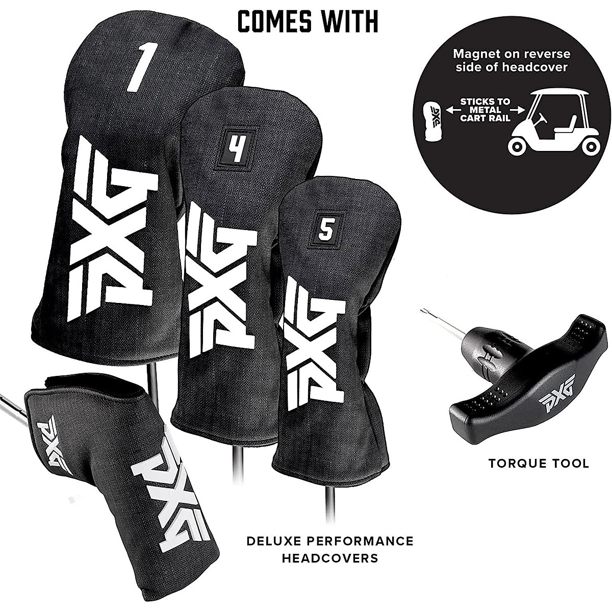 PXG 0211Z Golf Clubs - 10 Club Complete Golf Club Set with Irons, Driver, Fairway, Hybrid, and Putter with Graphite Shafts