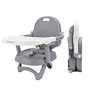 Bebamour Baby Booster Seat Grow with Pocket Snack Booster Seat for Dining Table with Removable Tray(Grey)