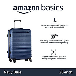 Amazon Basics 24-Inch Hardside Spinner, Navy Blue