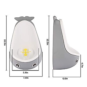 Whale Potty Training Urinal for Boys with Funny Aiming Target, Toddler Boy Toilet Pee Trainer - Gray