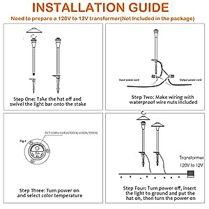 CLOUDY BAY 3000K/4000K/5000K Selectable LED Landscape Pathway Light for Yard Patio,5W 12V~15V AC/DC Low Voltage Path Lighting, Waterproof,6 Pack