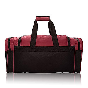 DALIX 21" Blank Sports Duffle Bag Gym Bag Travel Duffel with Adjustable Strap in Maroon