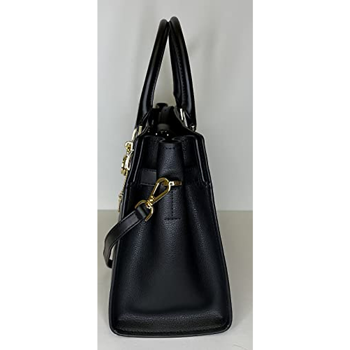 MICHAEL Michael Kors Hamilton MD Satchel bundled with Trifold Wallet and Purse Hook (Black)