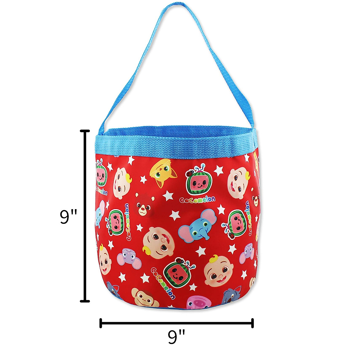 CoComelon Collapsible Nylon Basket Bucket Tote Bag (Red, One Size)