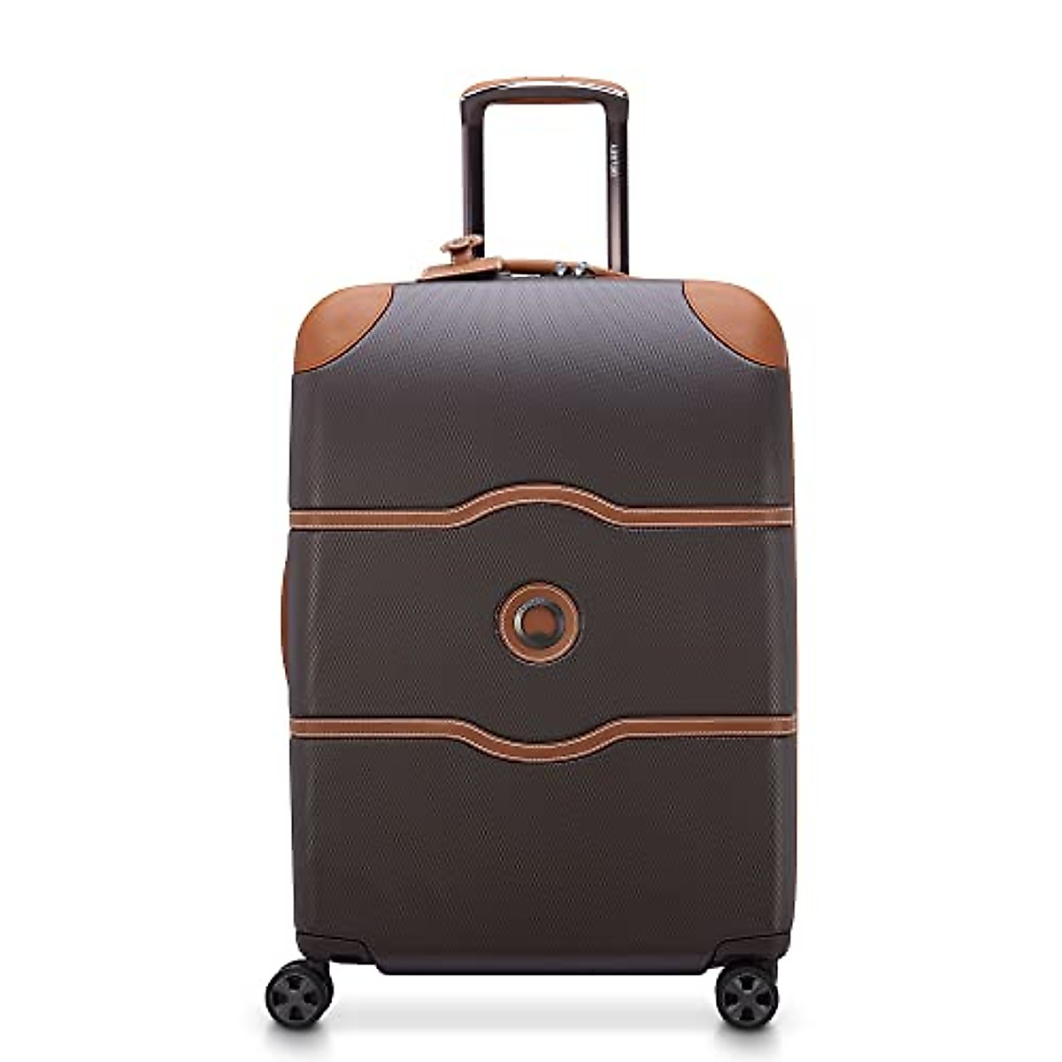 DELSEY Paris Chatelet Hardside 2.0 Luggage with Spinner Wheels, Chocolate Brown, Checked-Medium 24 Inch