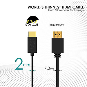 Nanosecond Super Extreme Thin High Speed Mini HDMI Cable (2.6 ft / 0.8 m) - World's thinnest and Most Flexible Mini HDMI Cable
