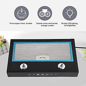 1 Set Under Cabinet Range Hood 12V Cooking Range Hood 3 Speed Adjustable with Touchable Screen LED Light Suitable for RV Yacht Kitchen