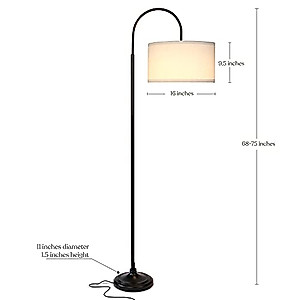 Brightech Nora Bright Arc Tall Lamp, Contemporary LED Floor Lamp, Standing Lamp for Living Rooms & Offices, Mid-Century Modern Standing Lamp with Heavy Base for Bedroom - Black