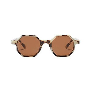 Freckles Mark Retro Hexagon Sunglasses for Men Women Vintage Small Square Glasses (Brown/Tortoise)
