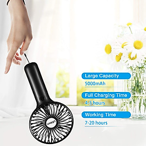 2-Pack Upgraded 5000mAh Portable Handheld Fan 3 Speed Mini USB Strong Wind 7-20 Hours Runtime Personal Electric Small Fan for Travel Office Outdoor