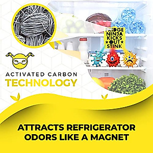 Fridge Ninja Compact Fridge Deodorizer (2 Pack) - More Effective Than Baking Soda - Compact Size Refrigerator Deodorizer Made of Activated Carbon