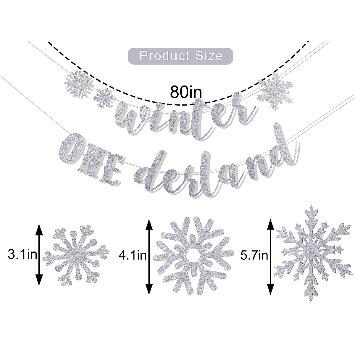Winter Onederland Snowflake Banner - Winter/snowflake 1st Birthday,winter Party Decorations,silver Snowflake Banner,winter Onederland Birthday Sign
